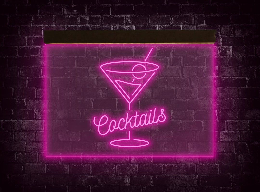 Cocktails Neon Sign,cocktails Led Sign,cocktails Bar Neon Sign ...