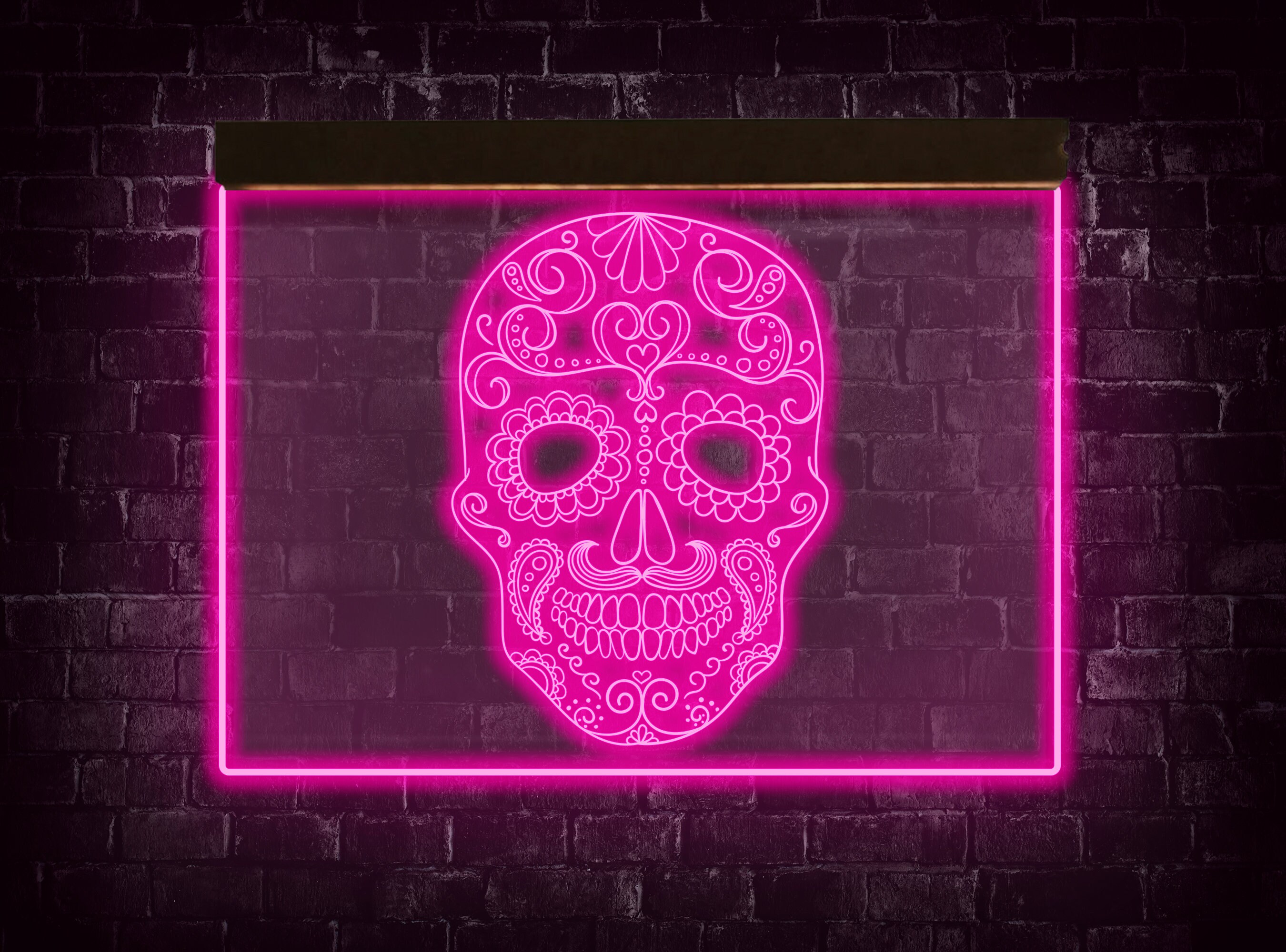 Sugar Skull Neon Signsugar Skull Led Signsugar Skull Wall - Etsy