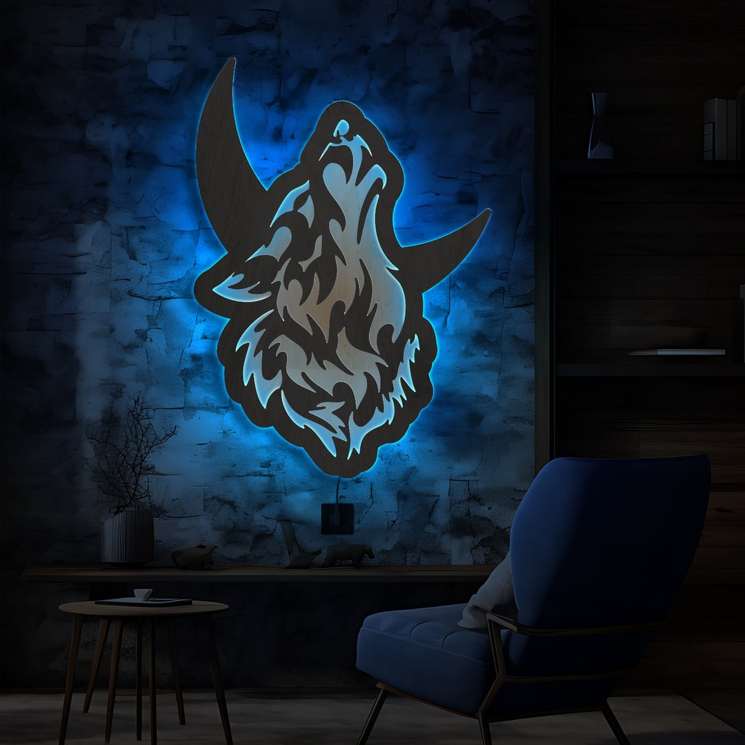 Wolf Neon Sign, Wolf and Moon Art, Wolf Led Sign, Wolf Light up Sign ...