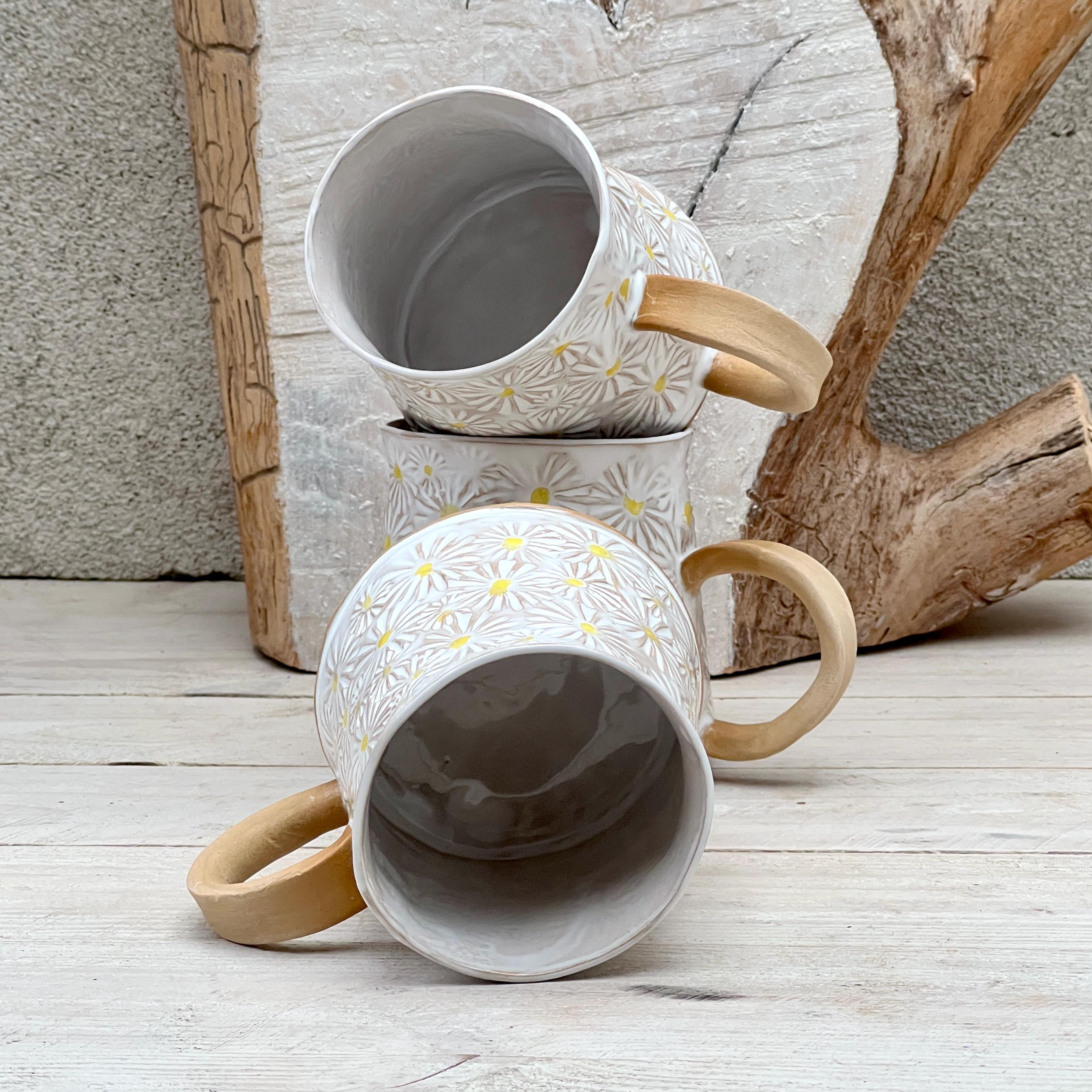 Handmade Coffee Mug Daisy Floral Pattern - Etsy