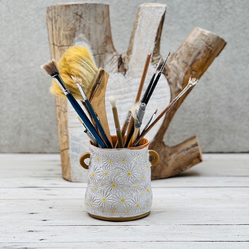 Kitchen Utensil Holder With Handles Daisy Floral Pattern - Etsy
