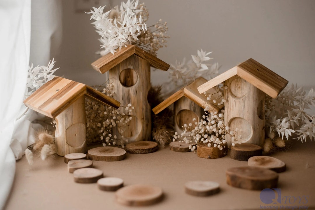 Light Tree Log Houses Set of 4 - Etsy