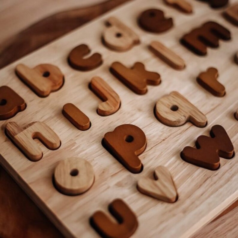 Natural Lowercase Alphabet Puzzle - Etsy