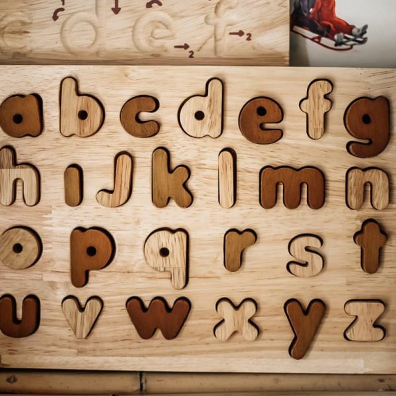 Natural Lowercase Alphabet Puzzle - Etsy