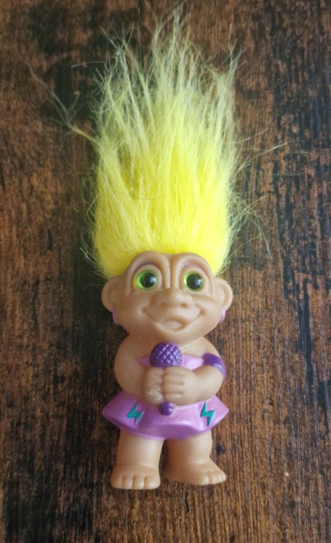 Vintage Small Troll Yellow Hair Holding Microphone Cute 80s 90s ...