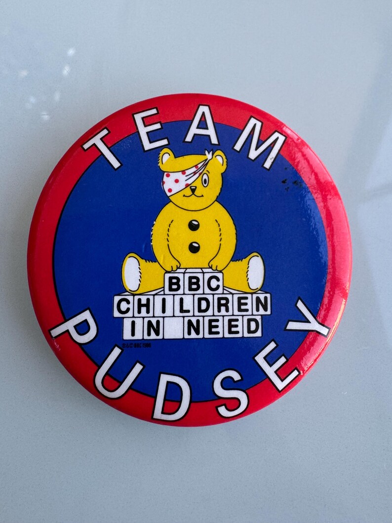 Vintage 'team Pudsey' Pin Badge BBC Children in Need 80s | Nostalgic ...