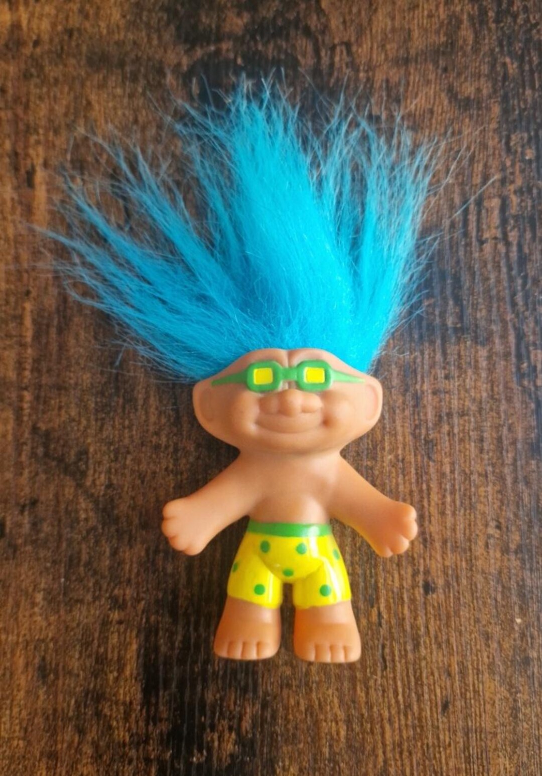 Vintage Small Troll Blue Hair and Green Sun Glasses Cute 80s 90s ...