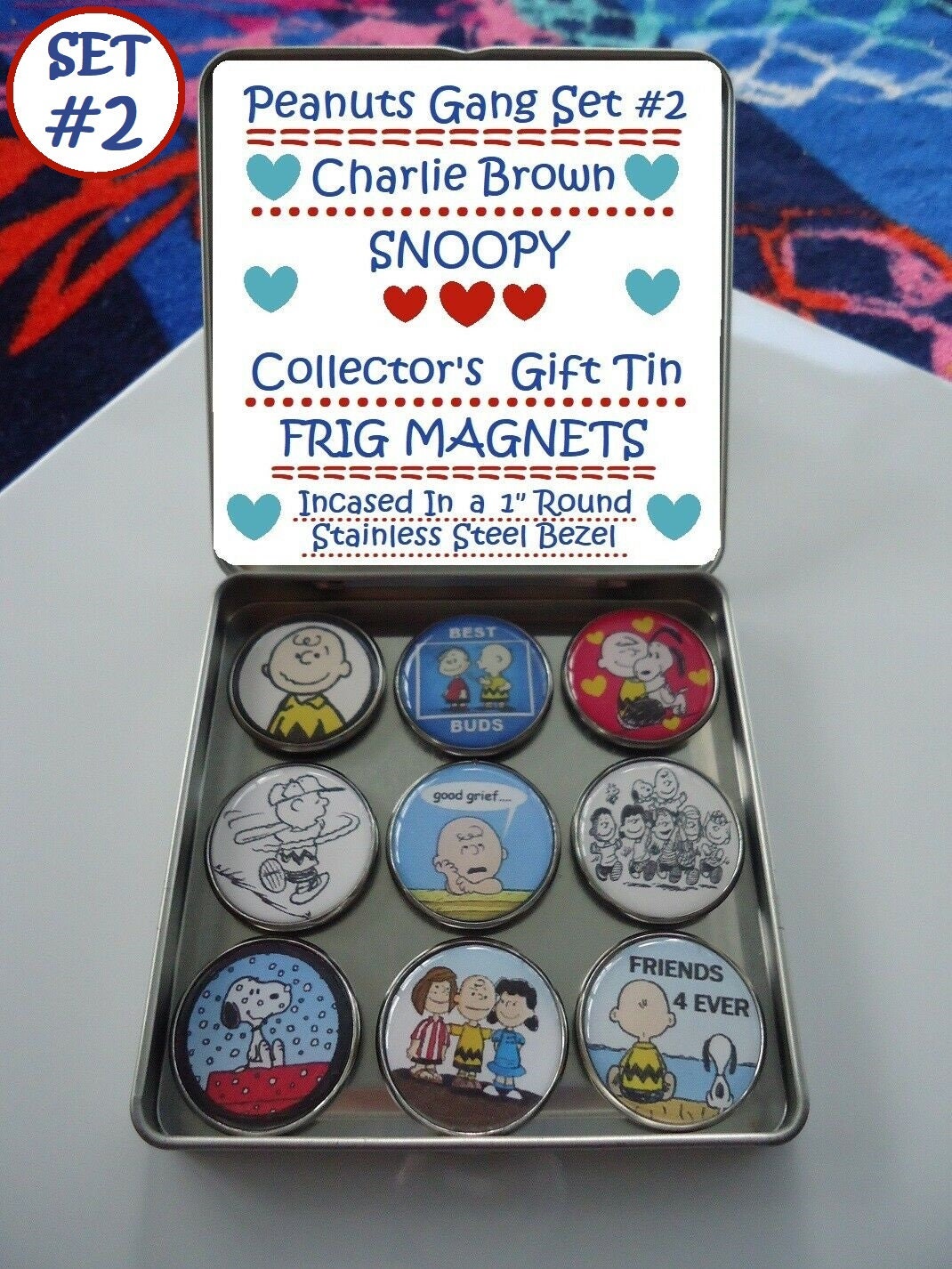 Charlie Brown Fridge Magnets Set #1 or #2 Summer Incased in 1" Silver ...
