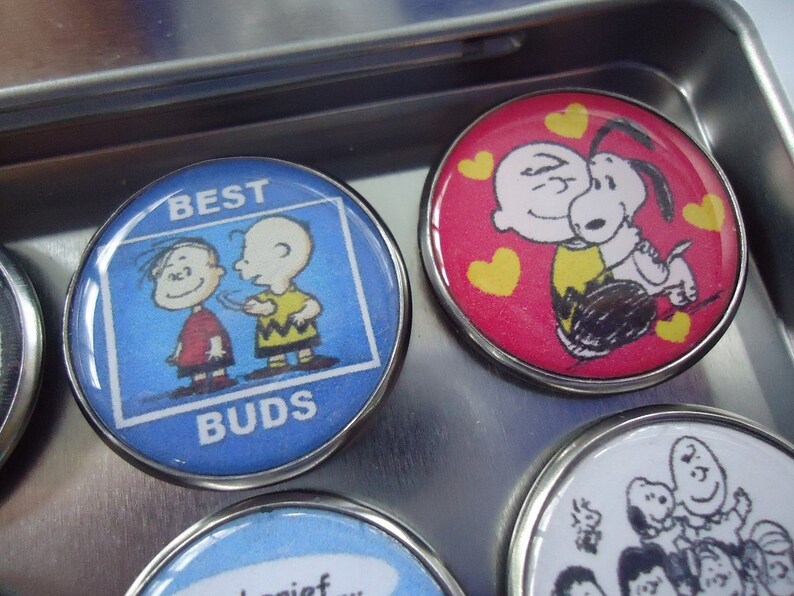 Charlie Brown Fridge Magnets Set #1 or #2 Summer Incased in 1" Silver ...