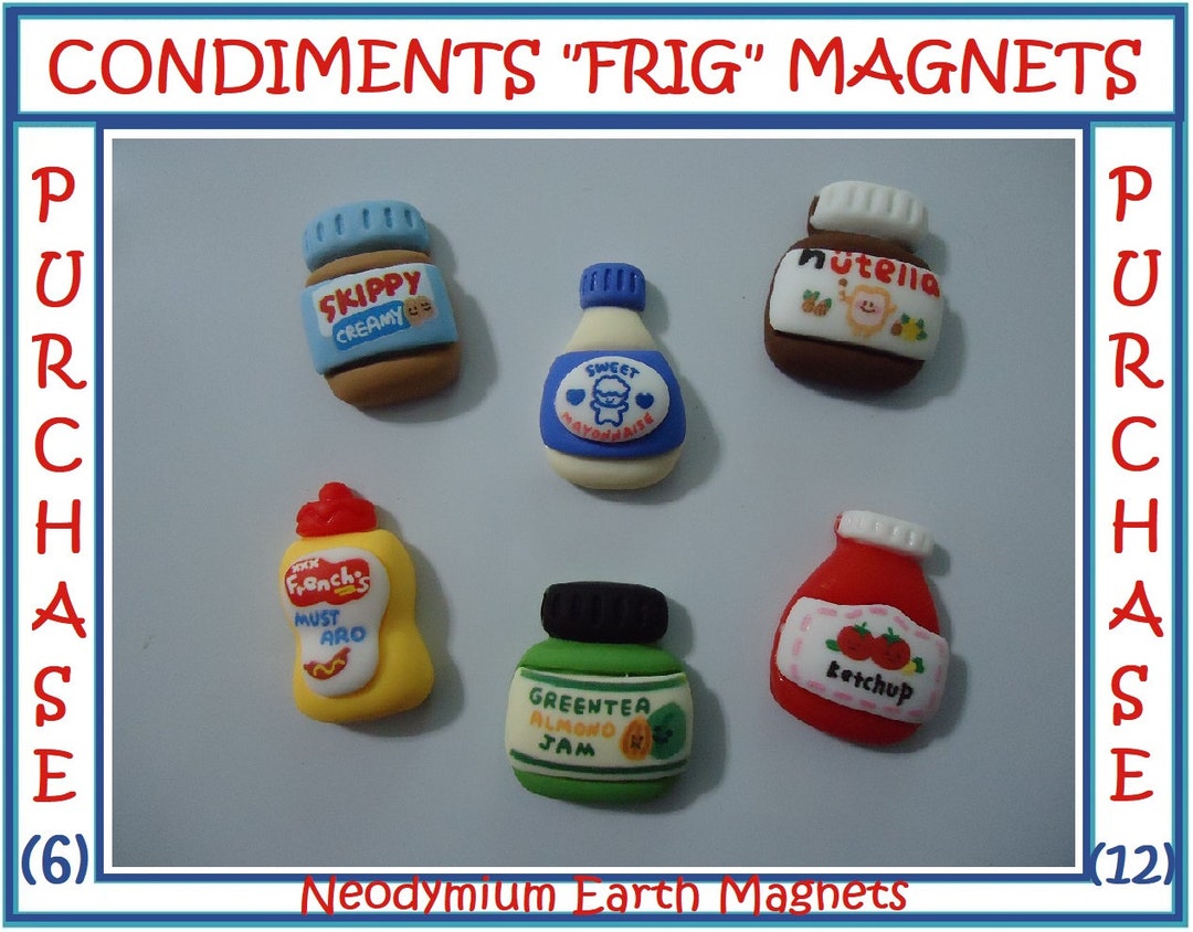 Condiment Magnets Kitchen Magnets Ketchup Magnets Mustard Magnets Holds ...