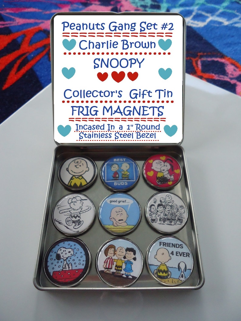 Charlie Brown Fridge Magnets Set #1 or #2 Summer Incased in 1" Silver ...