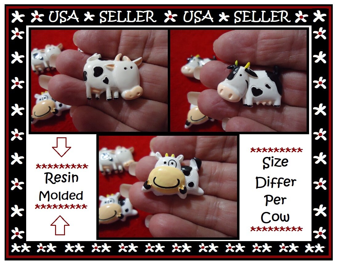Black & White Cow Frig Magnets or Cow Push Pins You Receive (9) 3 Cows ...