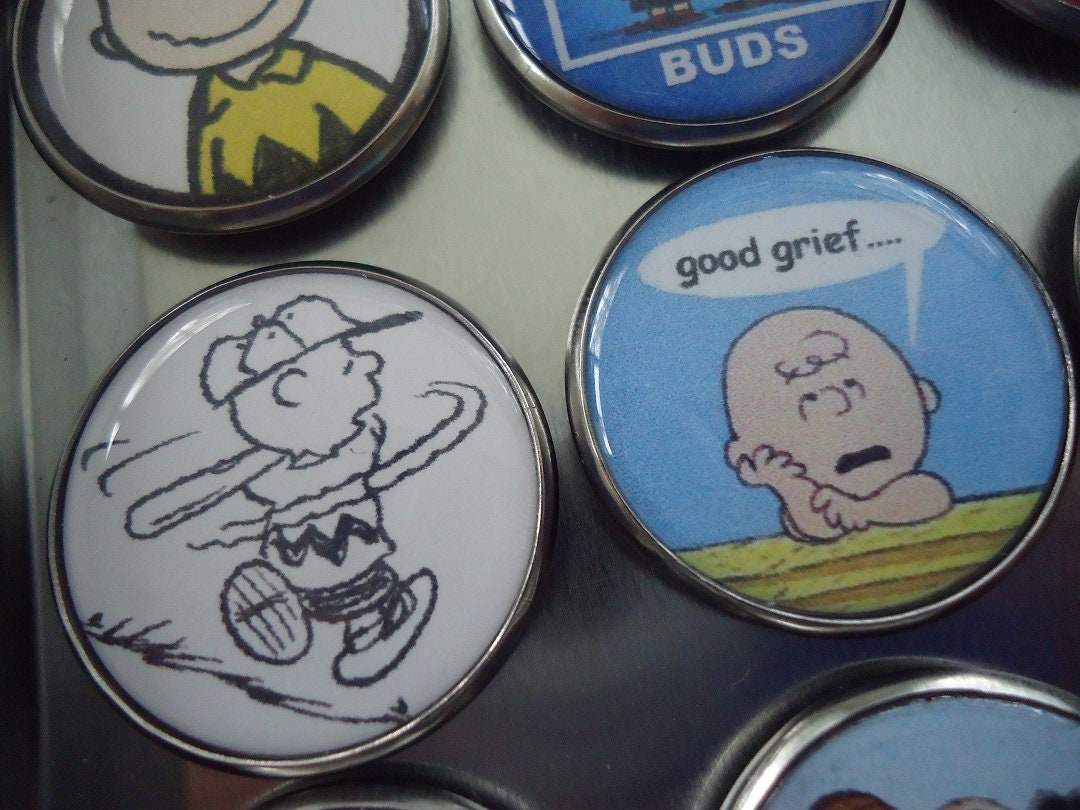 Charlie Brown Fridge Magnets Set #1 or #2 Summer Incased in 1" Silver ...