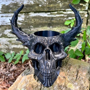 Demonic Horned Devil Skull Planter 3D Printed Novelty Great Gift Gothic ...
