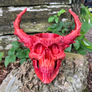 Demonic Horned Devil Skull Planter 3D Printed Novelty Great Gift Gothic ...