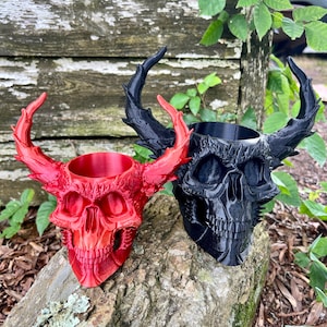 Demonic Horned Devil Skull Planter 3D Printed Novelty Great Gift Gothic ...