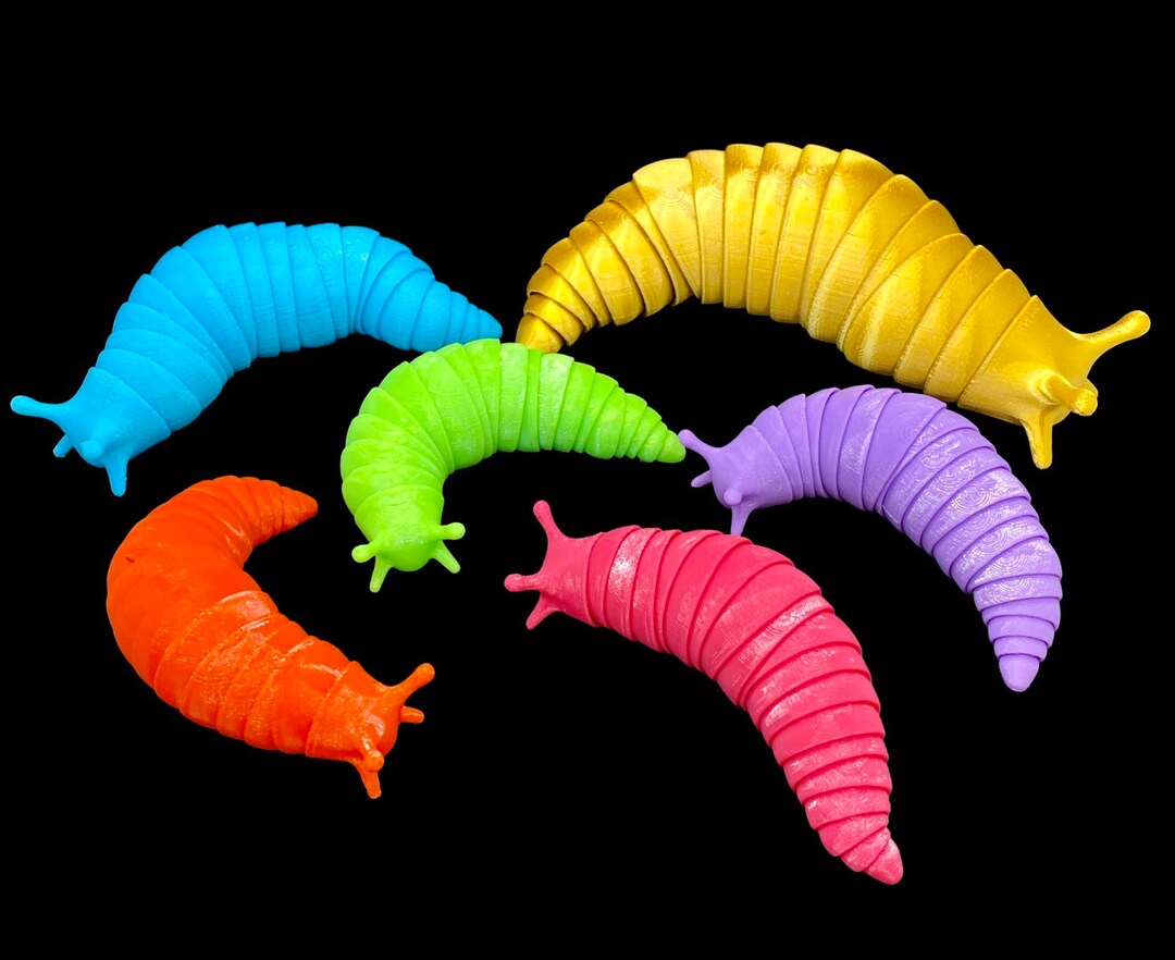 Articulated Slug 3D Printed Moveable Fidget Slugs All Colors! Desk Toy ...