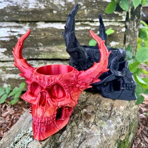 Demonic Horned Devil Skull Planter 3D Printed Novelty Great Gift Gothic ...