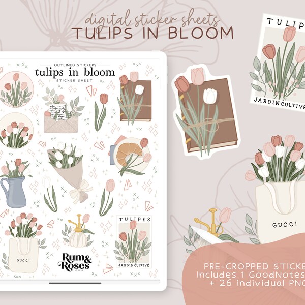 Tulips Digital Stickers - Etsy
