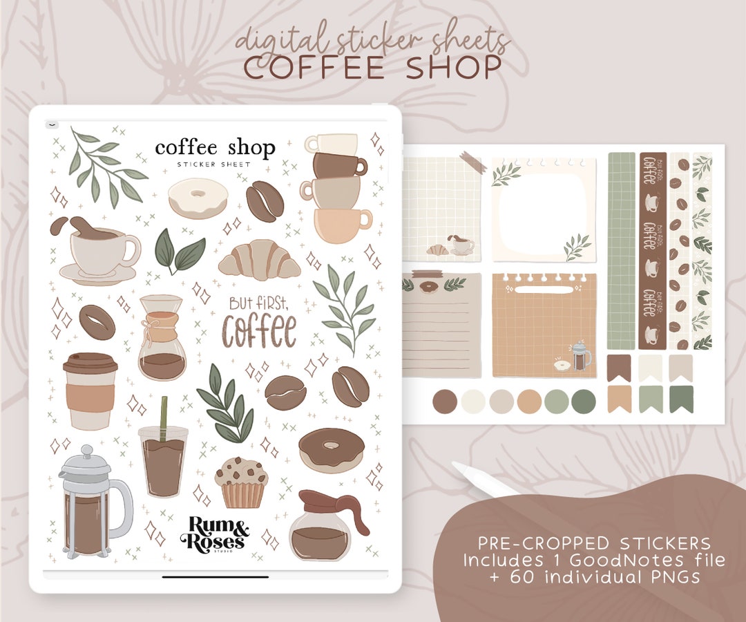 Coffee Shop Digital Stickers Digital Stickers for Planners, Journals ...
