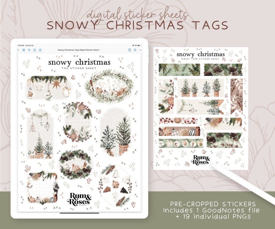 Snowy Christmas Digital Stickers Digital Stickers for Planners ...