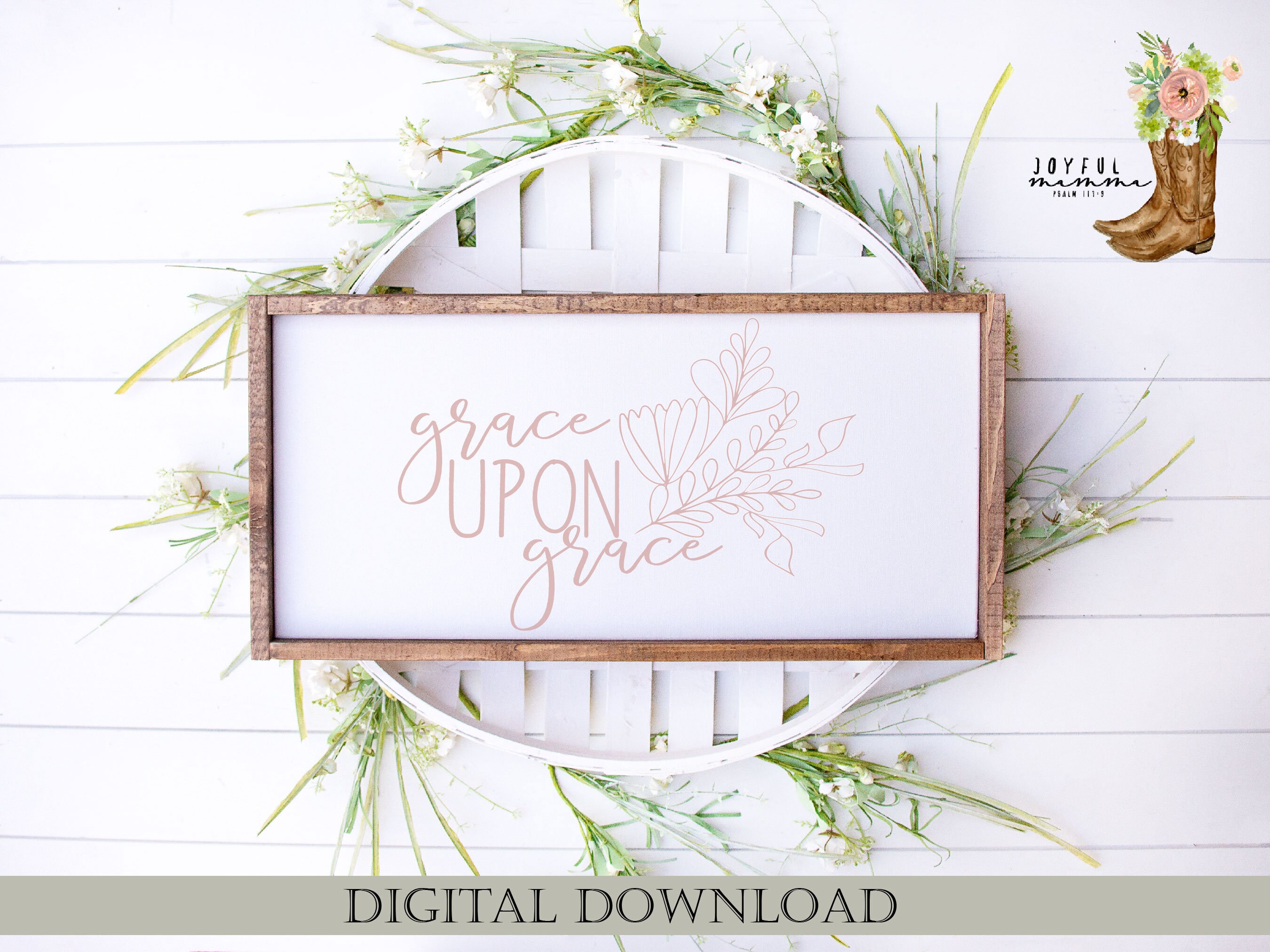Grace Upon Grace Floral Scripture Inspirational Svg Graphic Design Cut ...