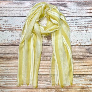Striped Lightweight Scarf - Yellow - Etsy