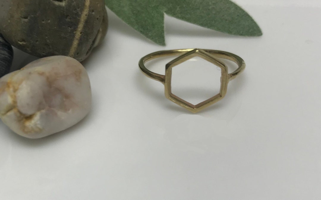Brass Hexagon Ring - Etsy