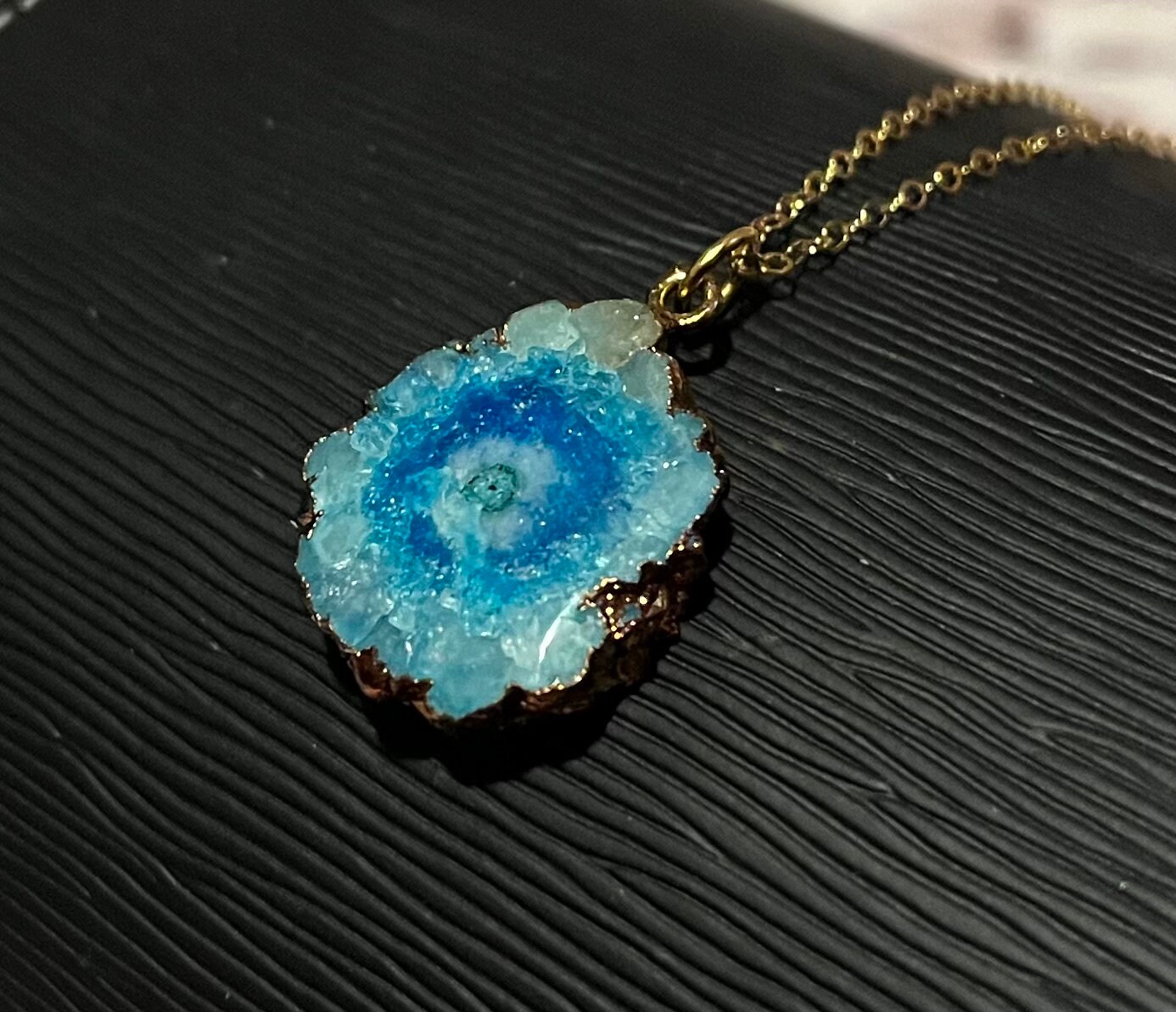 Teal Blue Solar Quartz Necklace - Etsy