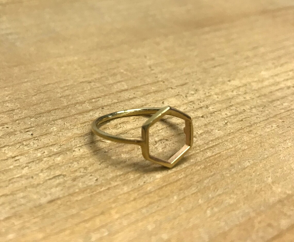 Brass Hexagon Ring - Etsy