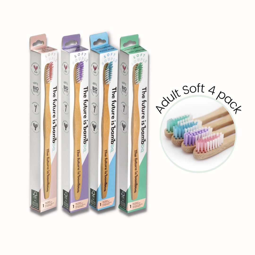 Vegan Bamboo Toothbrush - Adult Soft - Pack of 4 Best Selling ...