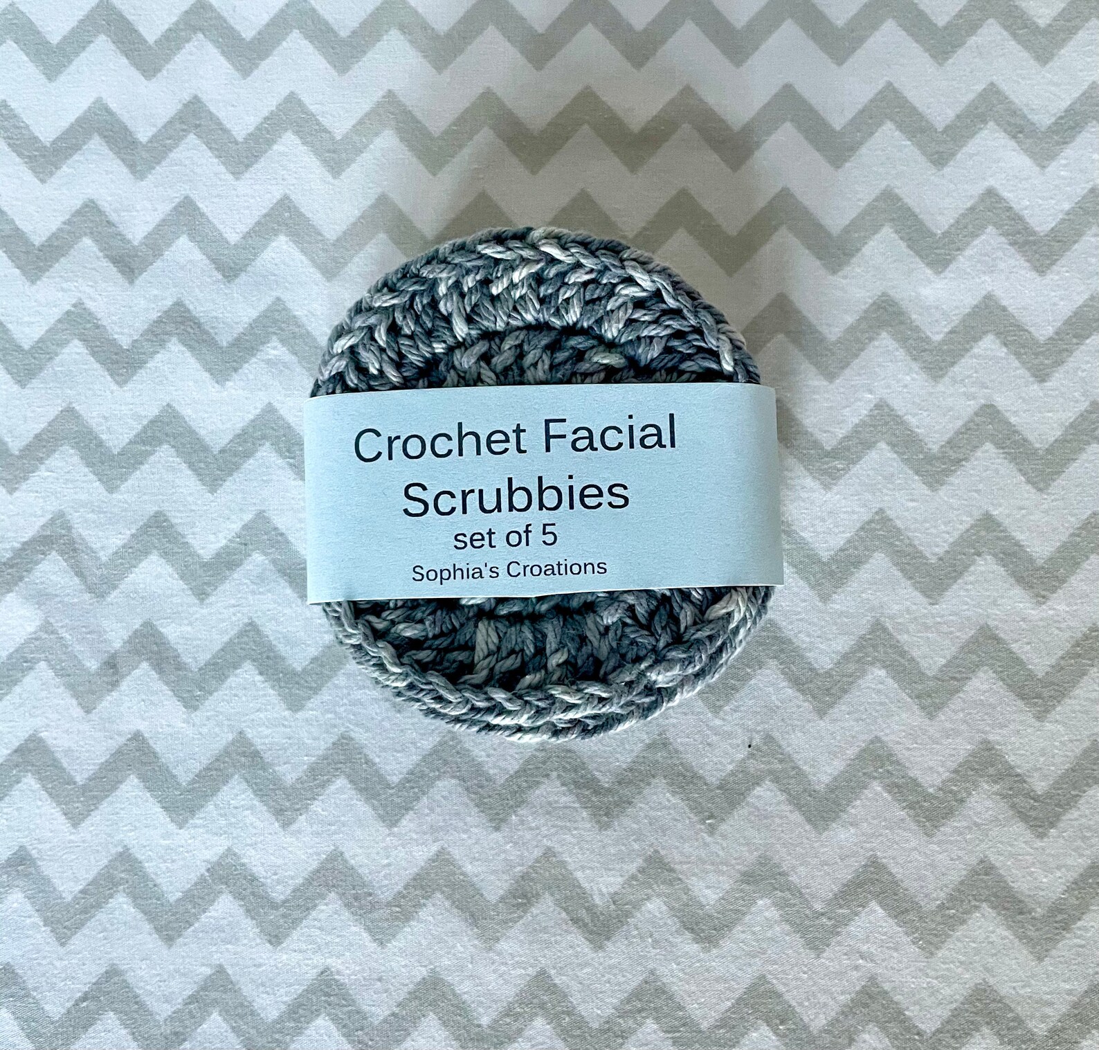 Crochet Facial Scrubbies, Grey Face Scrubbies, Set of Five Scrubbies ...