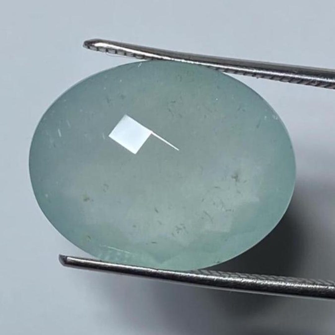 Natural Aquamarine Checker Board Cut Gemstone Oval Shape - Etsy
