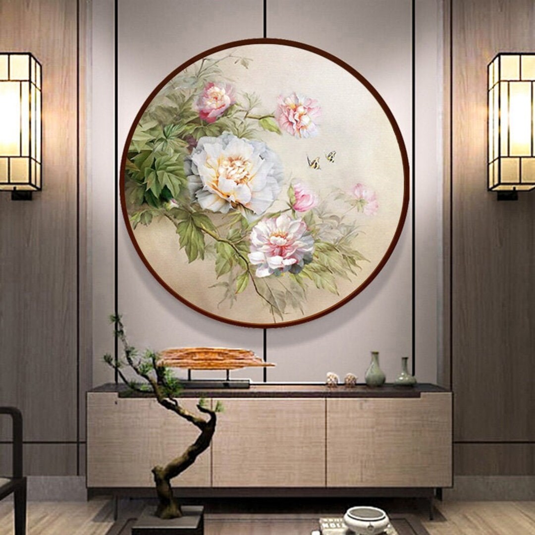 Peony Flower Living Room Diamond Painting With Decoration,5d DIY Full ...