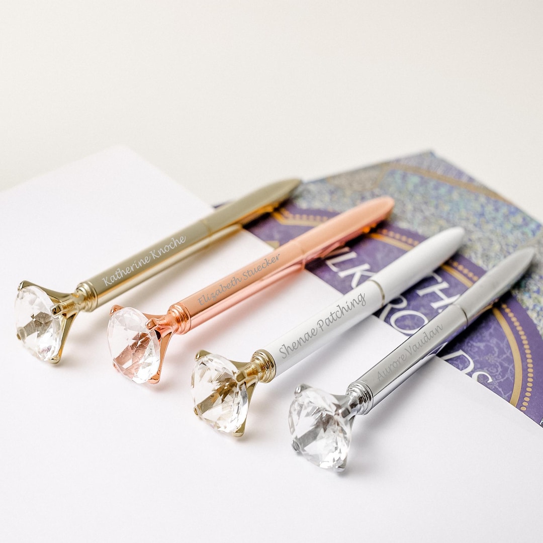 Custom Engraved Diamond Pen,pen Wedding Favors,rose Gold Pens,crystal ...