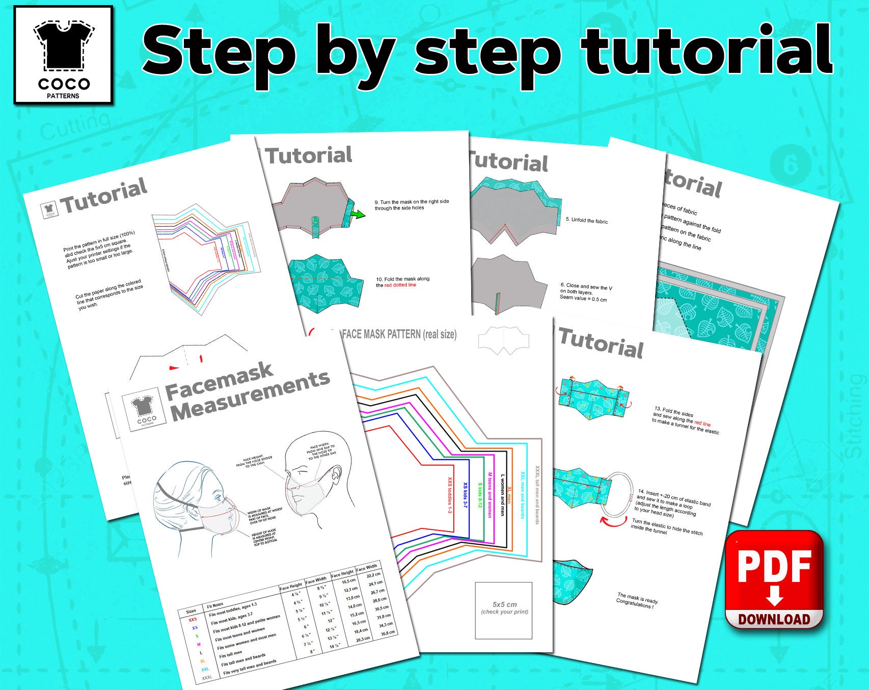 3D Face Mask Sewing Pattern Easy Tutorial Comfortable 8 - Etsy