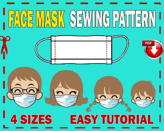 Face Mask Sewing Pattern Easy Tutorial 2 Pleats Comfortable | Etsy