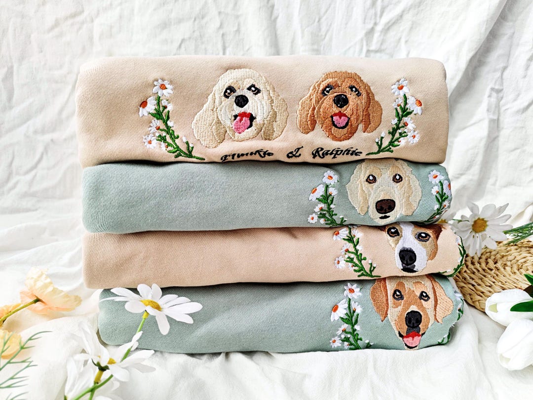 Custom Dog Face Embroidered Sweatshirt,cat Sweatshirt,embroidered Pet ...