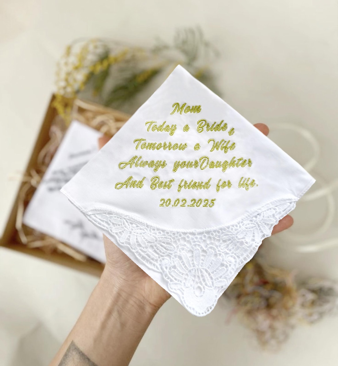 Personalized Wedding Handkerchief for Mom,custom Embroidered ...