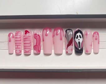 Ghost Face Nails - Etsy