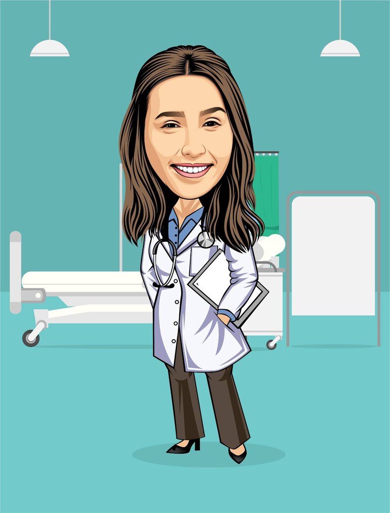 Drawing Doctor Cartoon Portrait Caricature Drawing : - Etsy