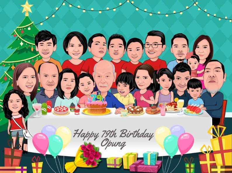 Custom 5-25 People Custom Caricature Retirement Group - Etsy