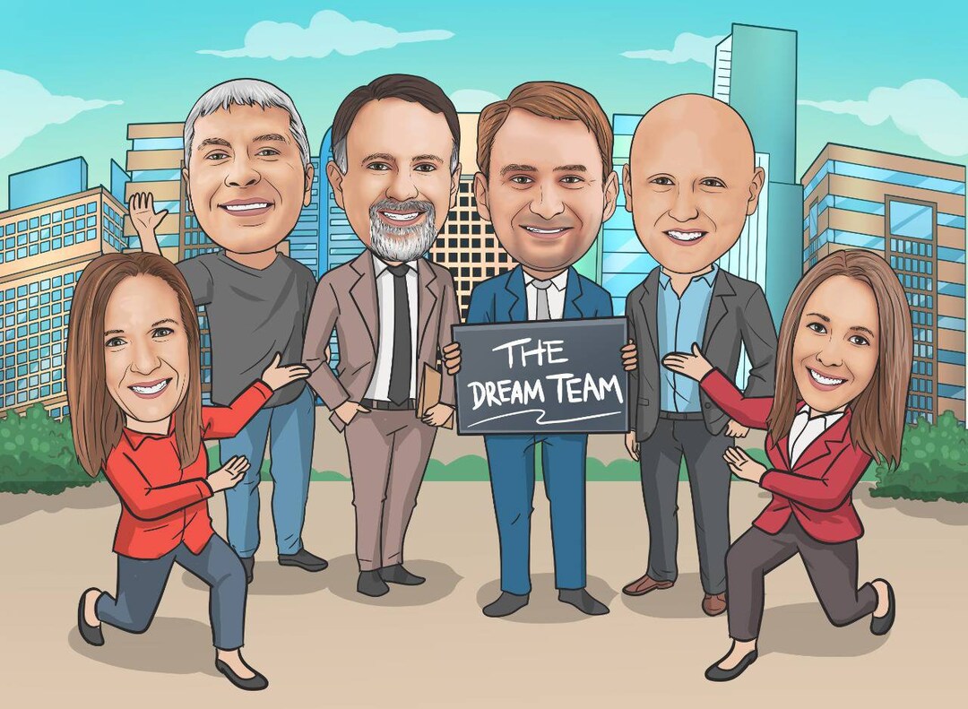 Drawing Group for Company, Group Caricature Drawing, Caricature ...