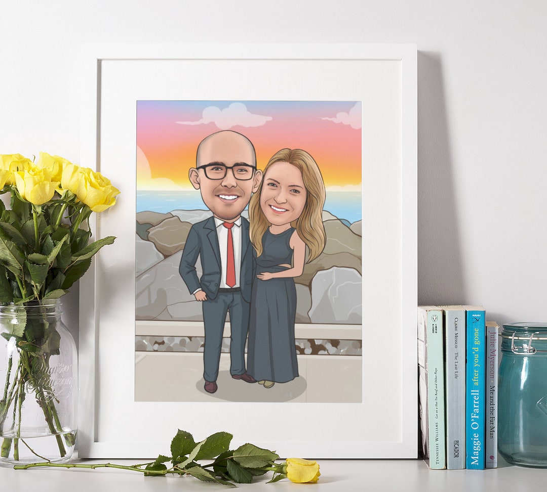 Custom Cartoon Portrait From Photo Soulmate Drawing Caricaturing Long ...