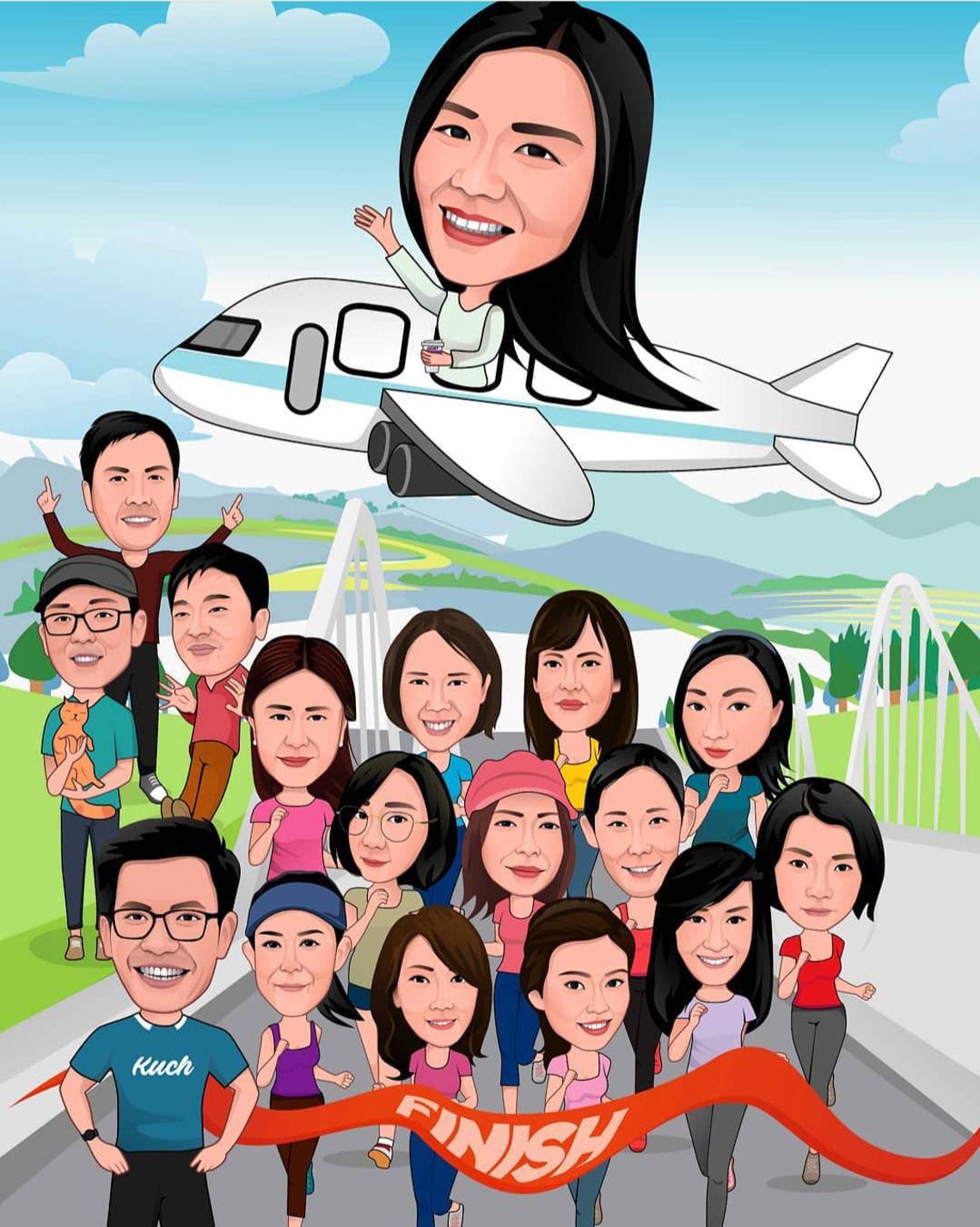 Custom 5-25 People Custom Caricature Retirement Group - Etsy