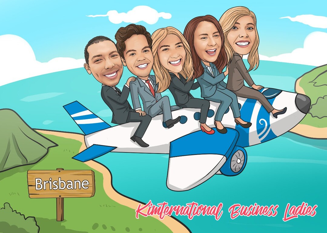 5 People Drawing From Photo, Custom Cartoon Portrait, Digital Hand ...