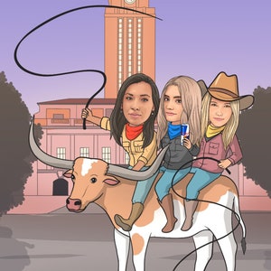 8 People Group Caricature, Drawing From Photo : Perfect Gift for ...