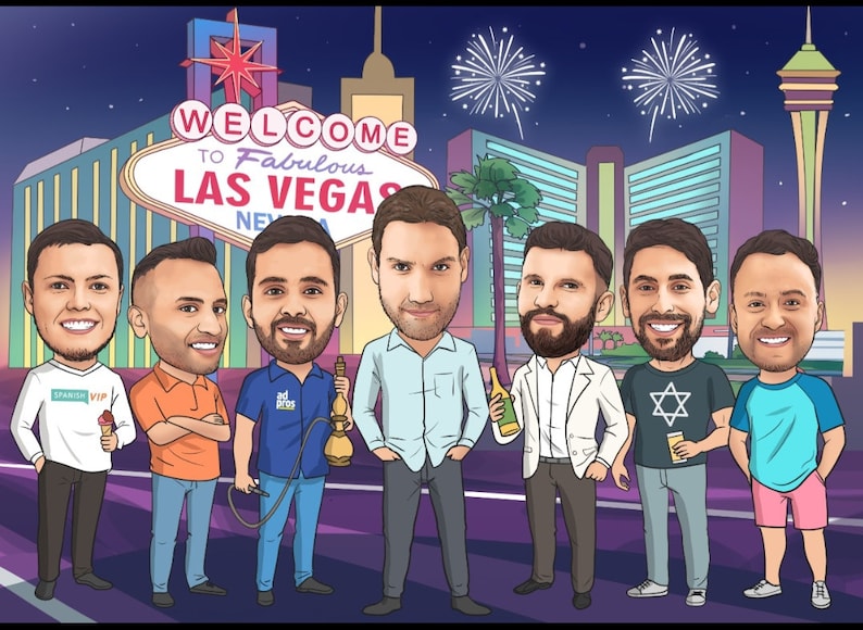 8 People Group Caricature Drawing From Photo : Perfect Gift - Etsy