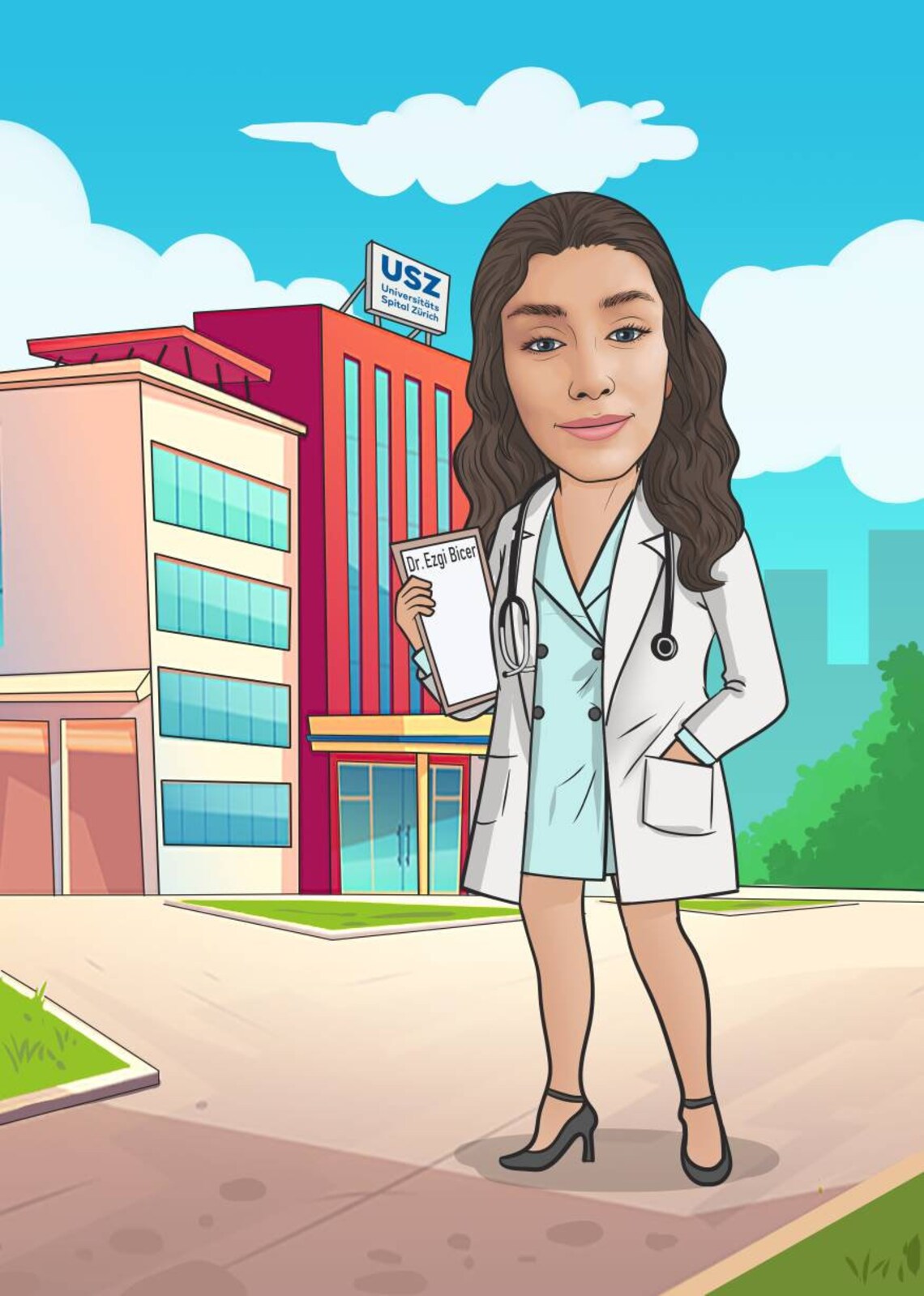 Drawing Doctor Cartoon Portrait, Caricature Drawing : Graduation Gift ...