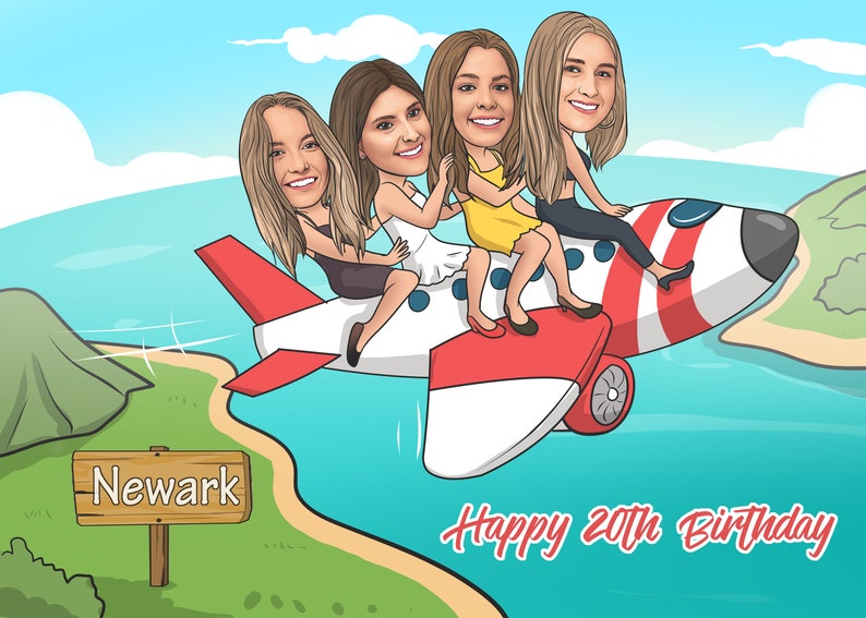 8 People Group Caricature Drawing From Photo : Perfect Gift - Etsy